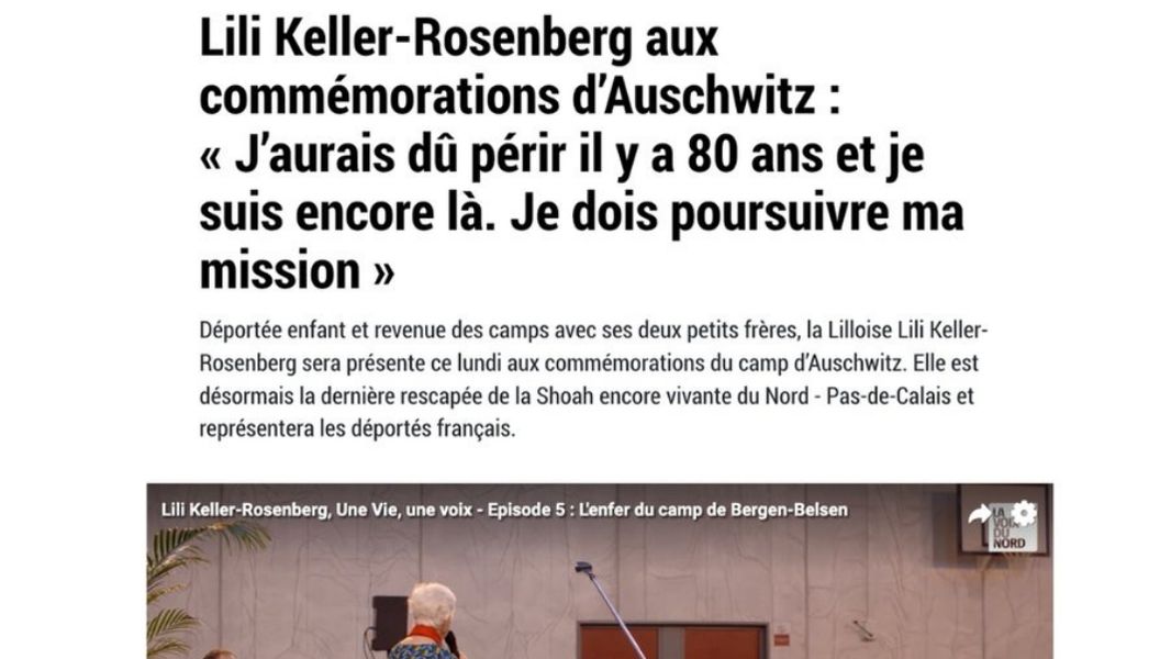 80 ans de la libération d'Auschwitz : hommage à Lili Keller-Rosenberg - Violette Spillebout