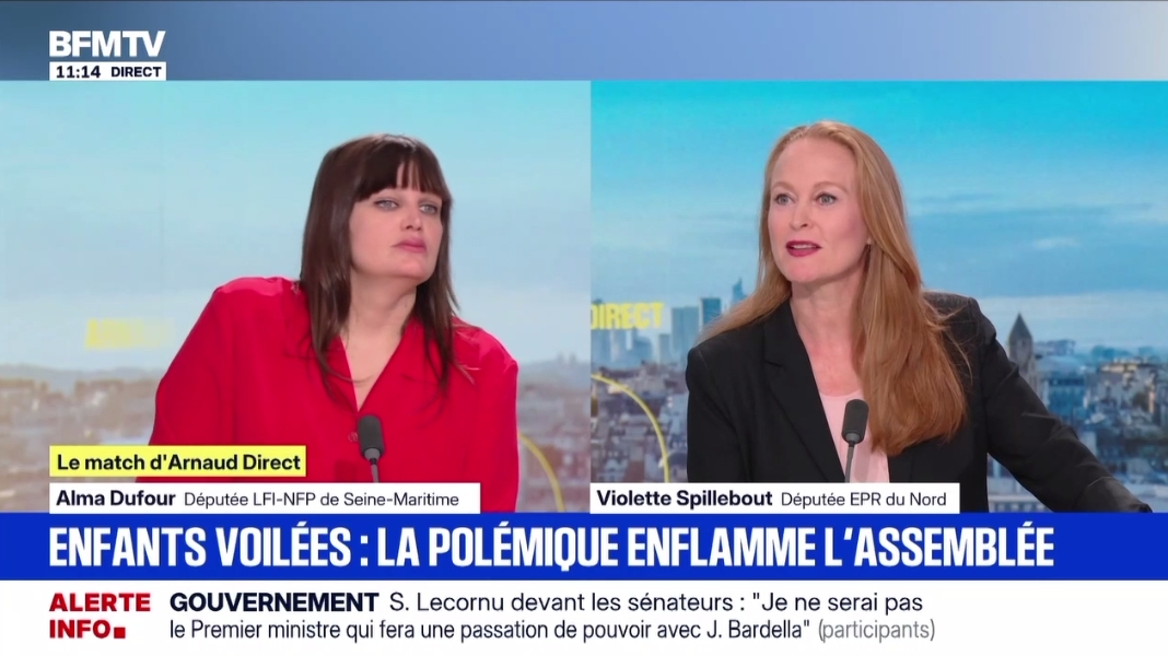 Débat sur BFM TV avec Alma Dufour, je reviens sur le port du voile lors ...
